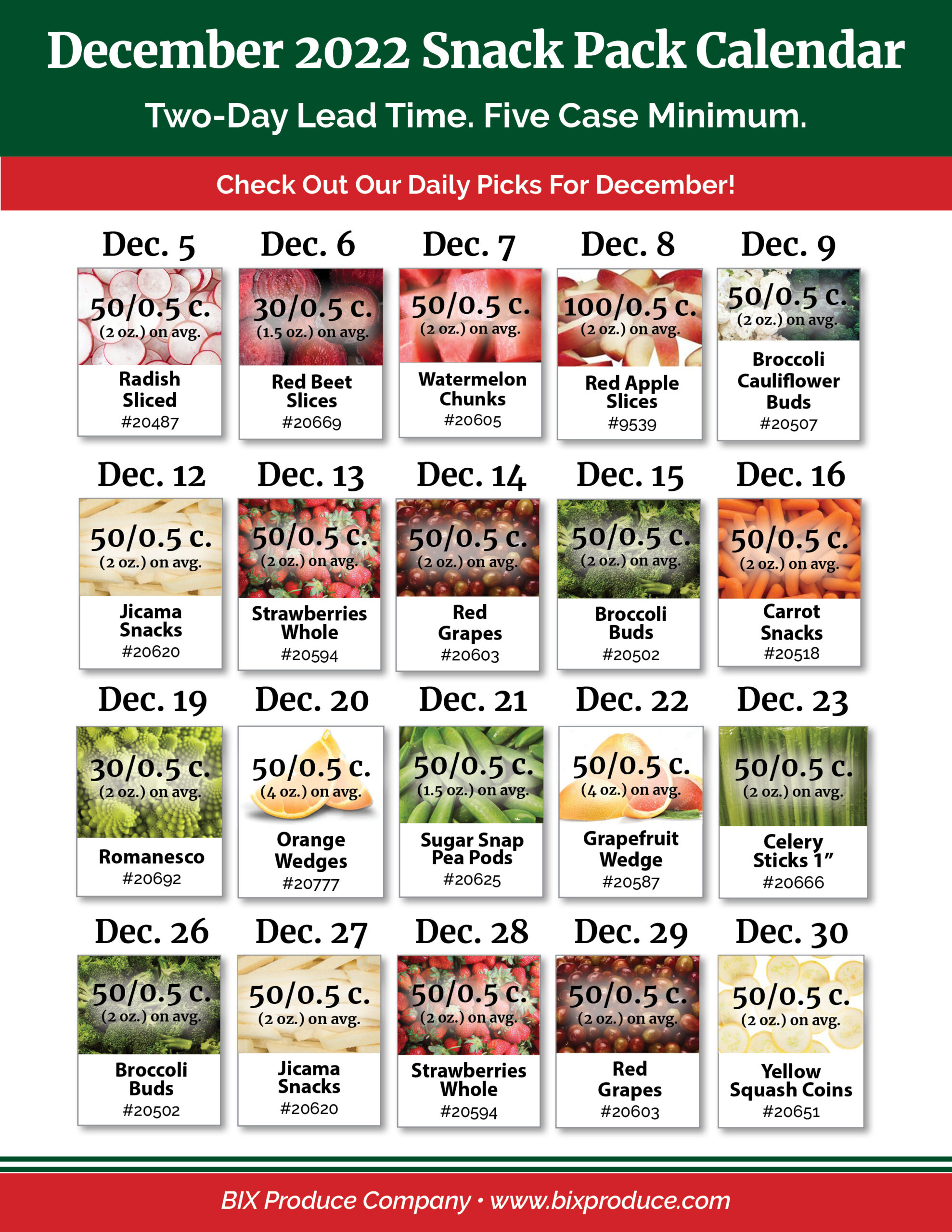 BIXSnack Pack Calendar Dec 2022 - BIX